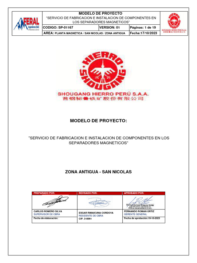 Modelo de Proyecto SP-01167 | PDF | Seguridad y salud ocupacional ...