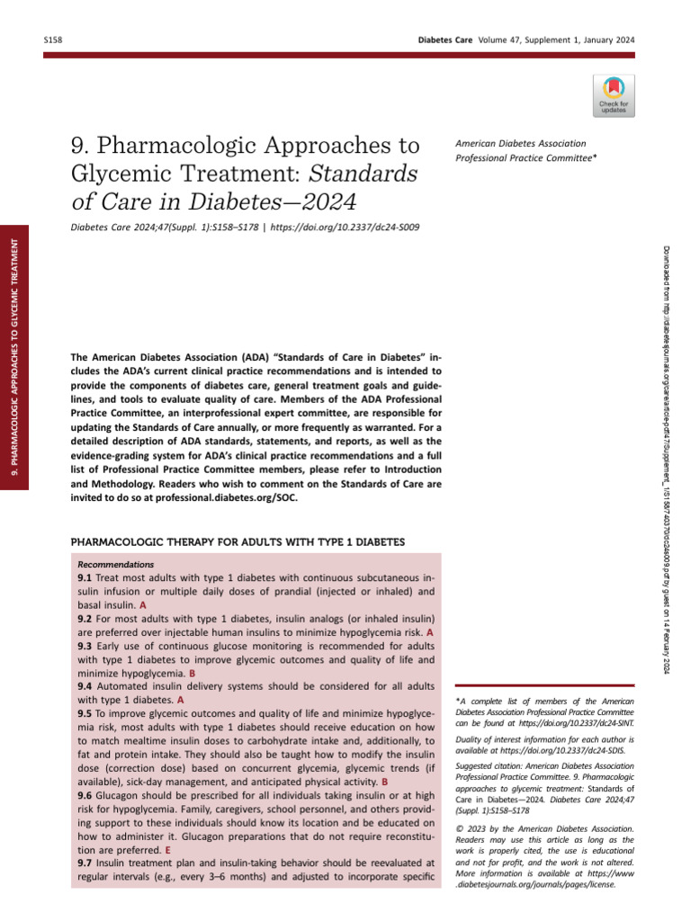 Standards of Care in Diabetes - 2024: 9. Pharmacologic Approaches To ...