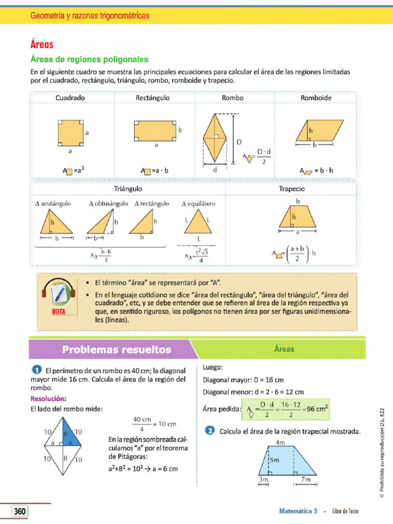 Areas Teoría y Problemas Resueltos | PDF