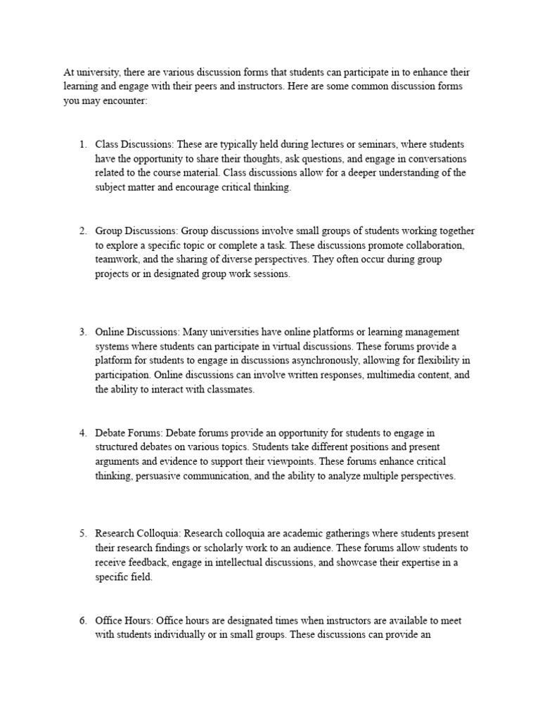 Discussion Forms | PDF | Critical Thinking | Learning