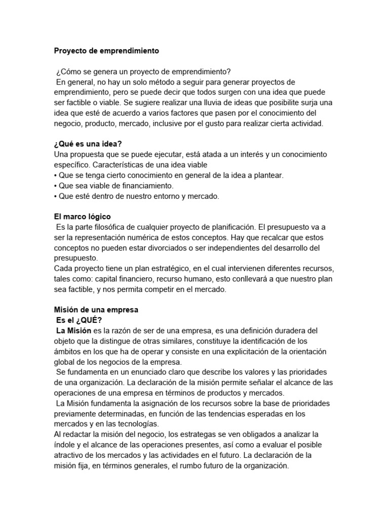 Proyecto de Emprendimiento | PDF | Iniciativa empresarial | Business