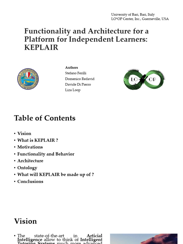 Functionality and Architecture For A Platform For Independent Learners ... Functionality and Architecture For A Platform For Independent Learners ...