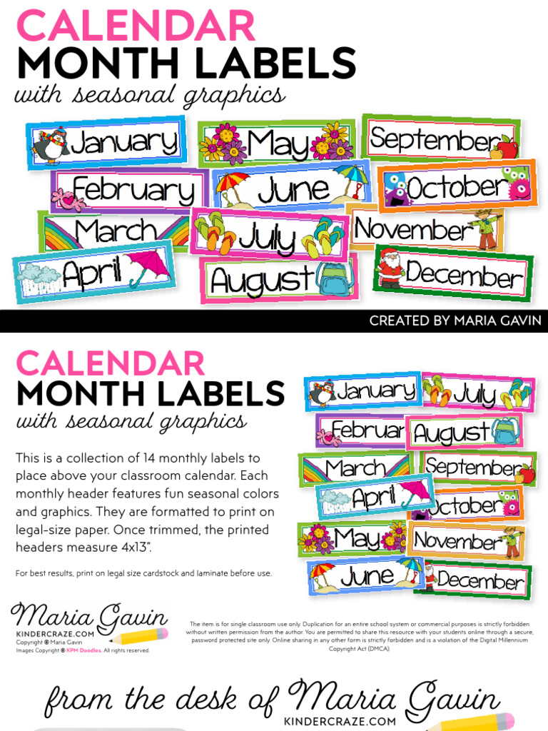 Month Labels: With Seasonal Graphics | PDF | Copyright | Intellectual Works