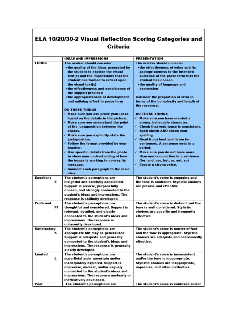 Visua Reflection Rubric | PDF | Cognition | Communication