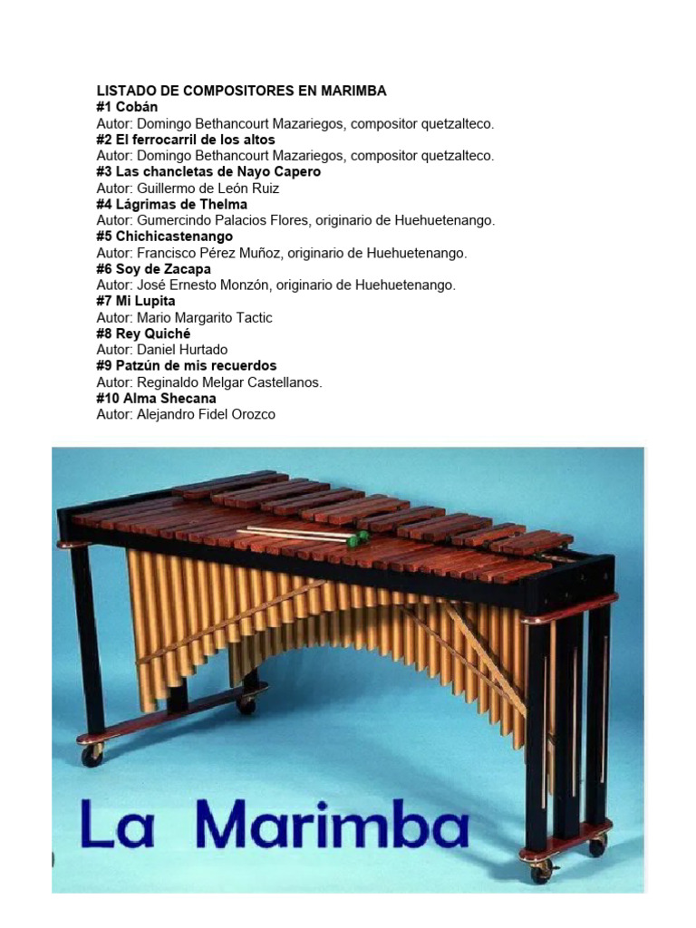 LISTADO DE COMPOSITORES EN MARIMBA | PDF | Américas | Oceanía