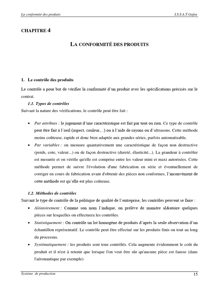 Chapitre 4 La Confirmité Des Produits | PDF