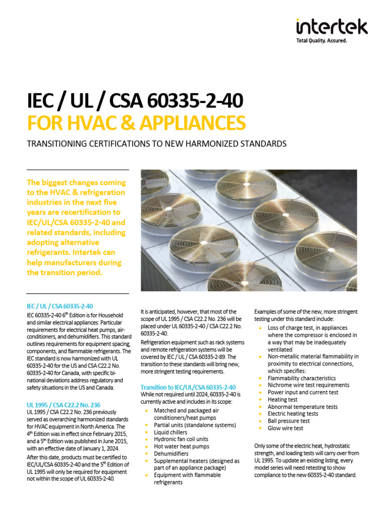 Intertek IEC UL CSA 60335 2 40 Transition | PDF | Heat Transfer ...