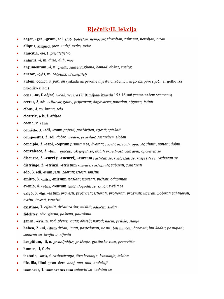 Rjecnik - II Lekcija-1 | PDF