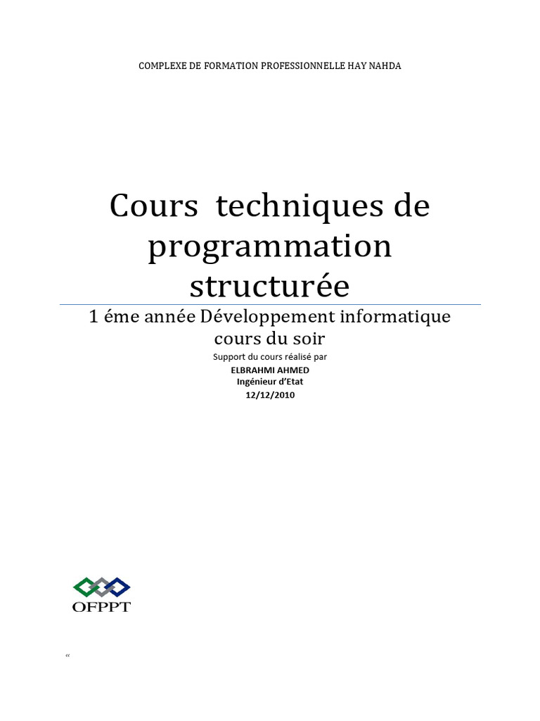 Algo Part Cours Complet | PDF | Langage de programmation | Programme informatique
