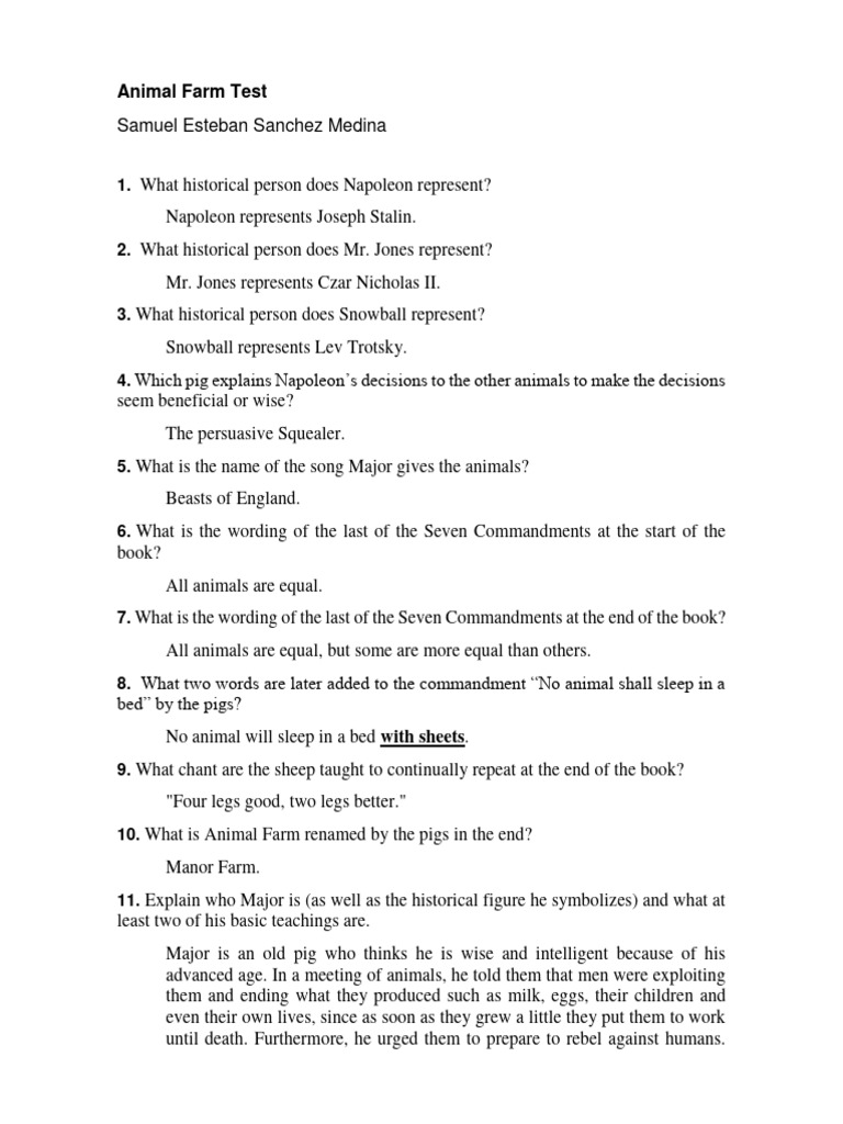 Animal Farm Test | PDF