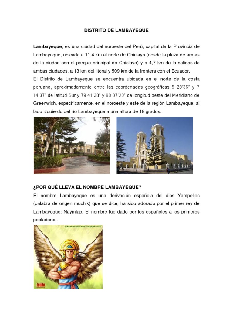 Distrito de Lambayeque | PDF | Perú | Cultura (general)
