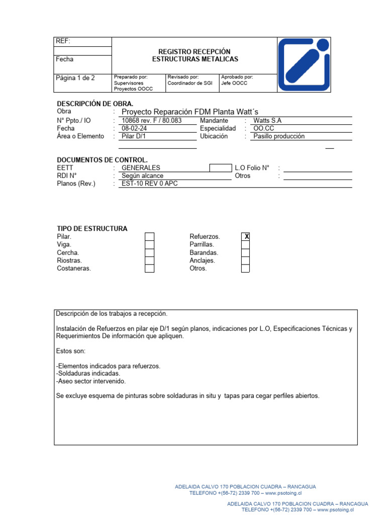 Registro Refuerzos Pilares Eje D | PDF