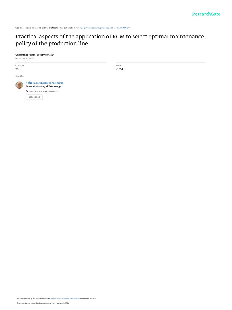 ACTIVIDAD1 - Practical Aspects of The Application of RCM | PDF | Reliability Engineering ...