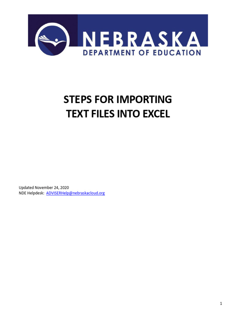Steps For Importing Text Files Into Excel: Updated November 24, 2020 NDE Helpdesk | PDF | Comma ...