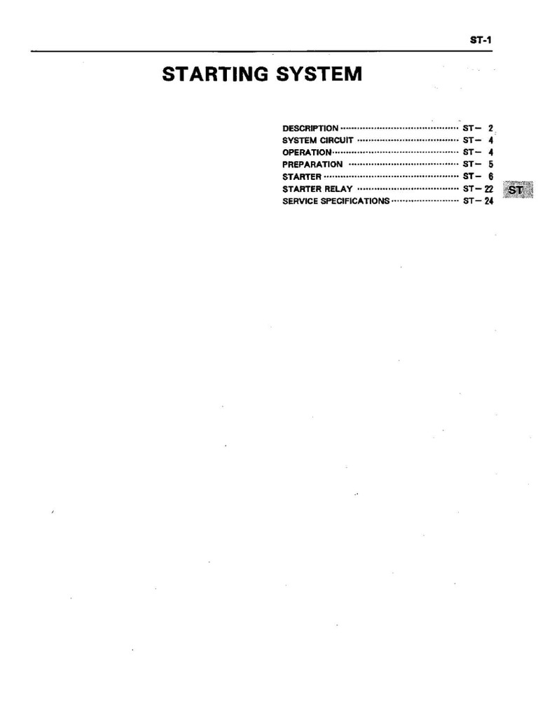 Toyota 3s-Fe Engine Starting System | PDF
