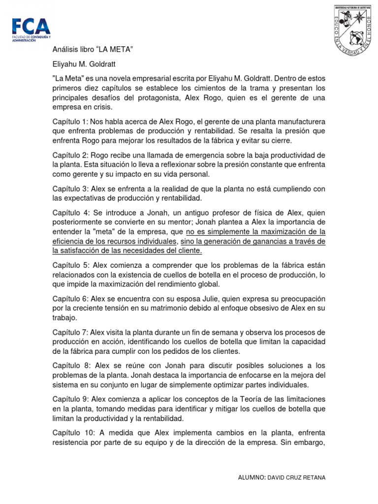 Análisis La Meta | PDF | Business | Economias