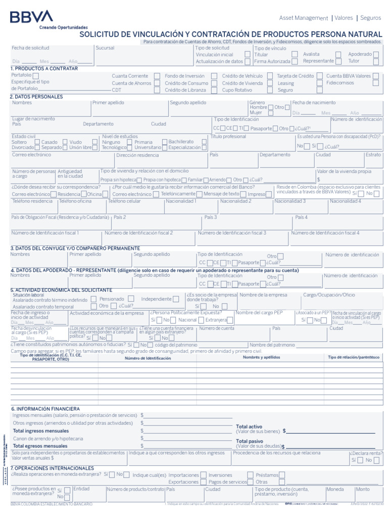 Formatos Solicitud Crédito Bbva | PDF | Tarjeta de crédito | Préstamo hipotecario