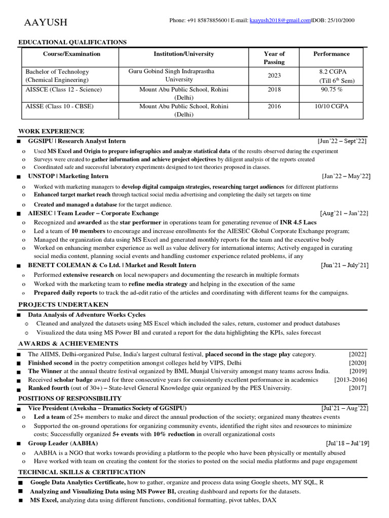 Aayush Resume | PDF | Cybernetics | Business