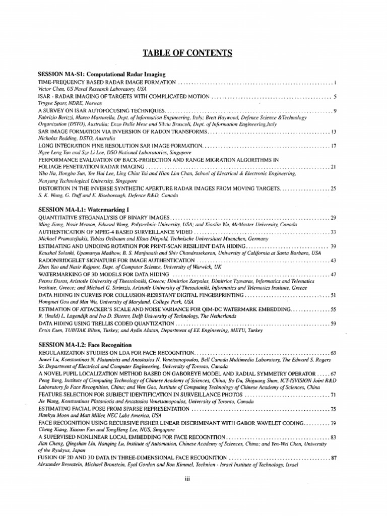 Table of Contents | PDF | Image Segmentation | Computer Vision