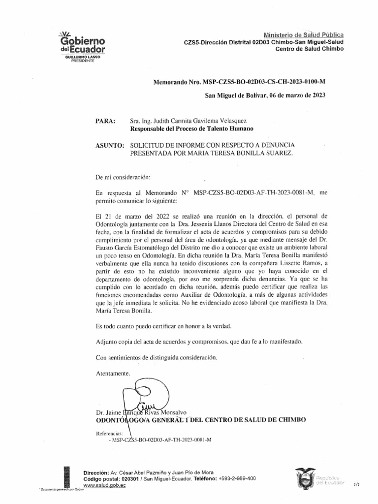 Respuesta DR Jaime Rivas | PDF