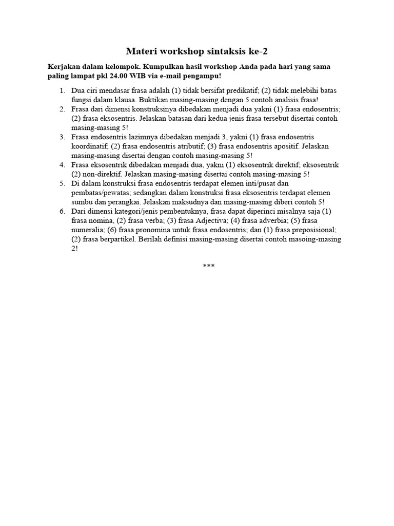 Sintaksis Workshop2 Kelompok7 | PDF