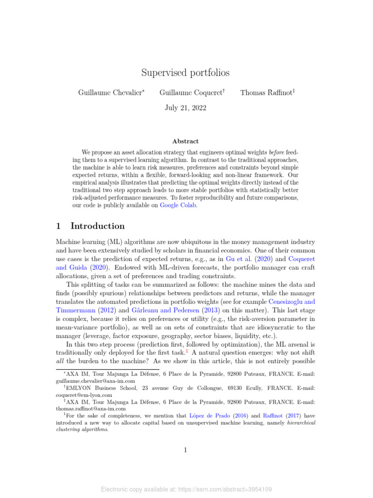 Supervised Portfolios | PDF
