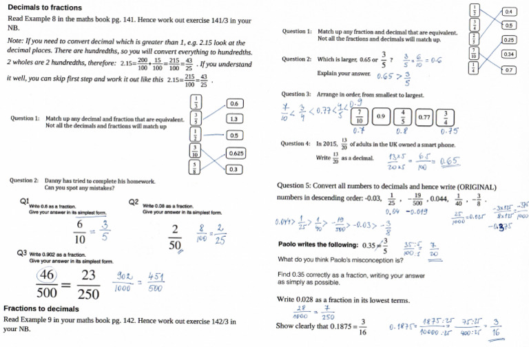 7th-8th Grade Decimals Worksheet Answers Solution | PDF