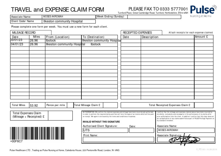 Travel & Expense Claim Form | PDF | Service Industries