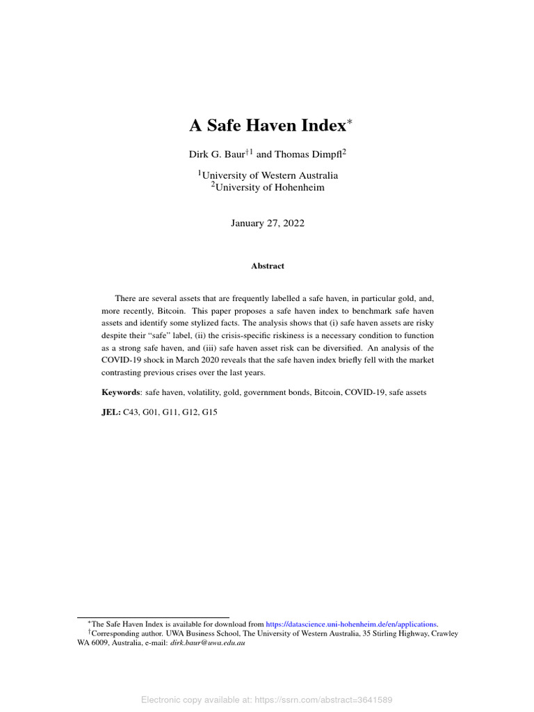 A Safe Haven Index | PDF | Diversification (Finance) | Beta (Finance)
