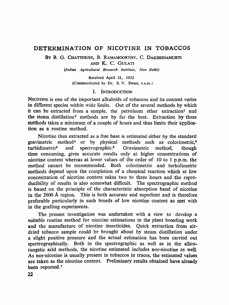 Nicotine Extraction | PDF | Nicotine | Distillation