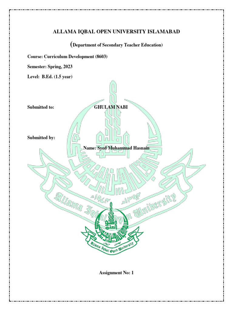 Curriculum Development 8603 | Download Free PDF | Curriculum | Psychology