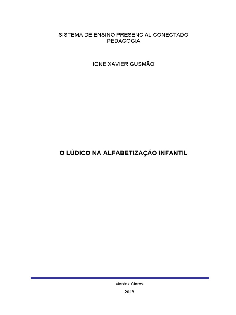 O Ludico E A Alfabetização Projeto De Ensino Pdf Alfabetização