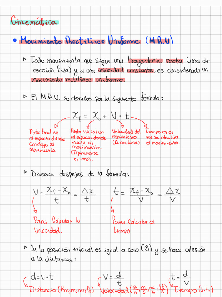 Cinemática - MRU | PDF