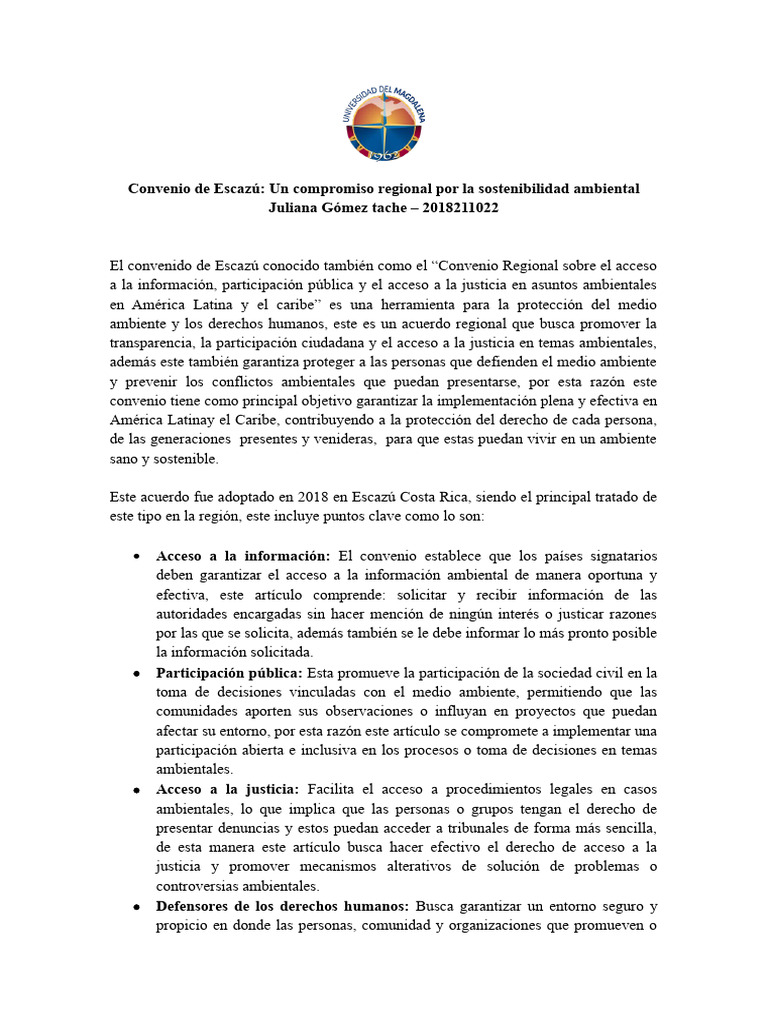 Análisis Del Acuerdo de Escazú | PDF | Entorno natural | Justicia