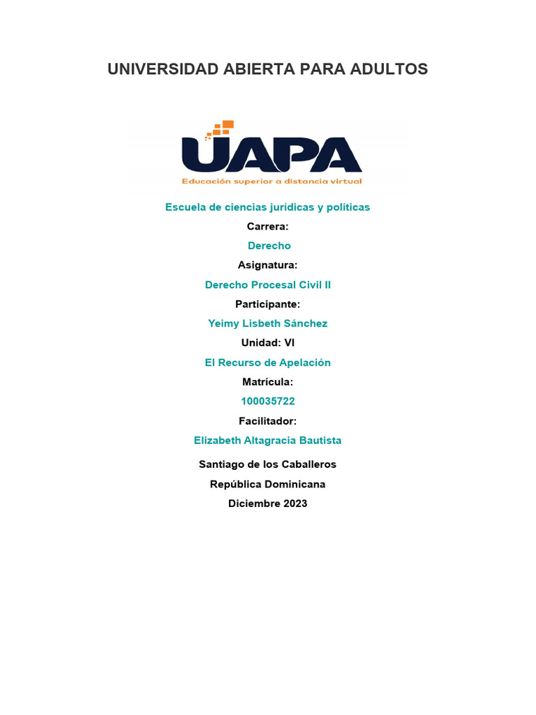 Tarea 6 DPC 2 | PDF | Apelación | Sentencia (ley)