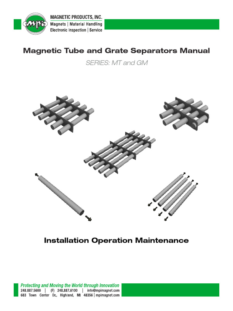 Magnetic Tube and Grate Separators Manual | PDF | Welding | Construction