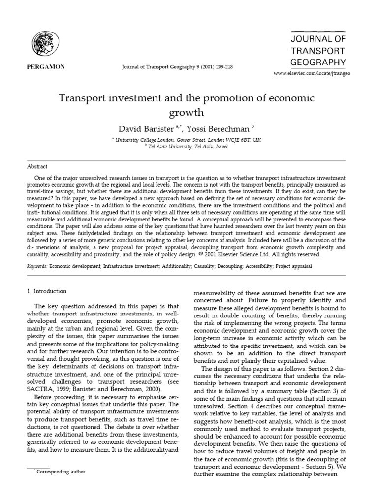 Banister2001 Unlocked | PDF | Economic Growth | Infrastructure