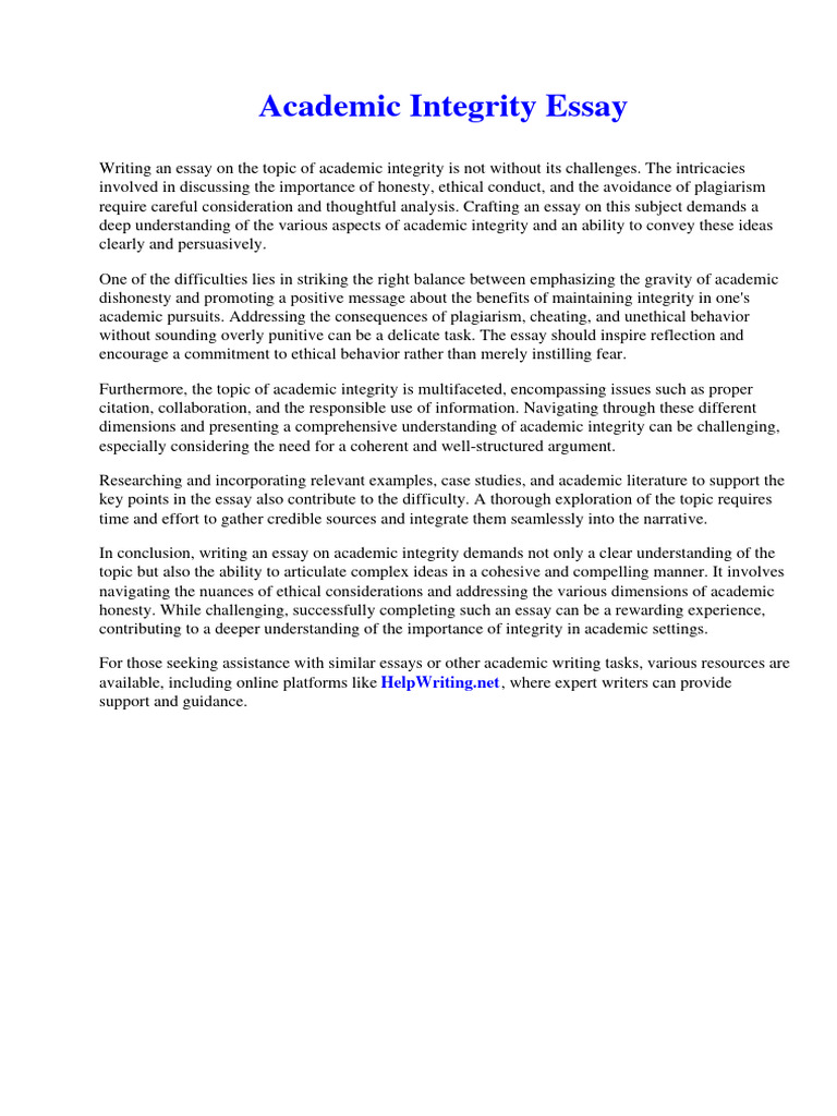 Academic Integrity Essay | PDF | Slavery | Classical Conditioning