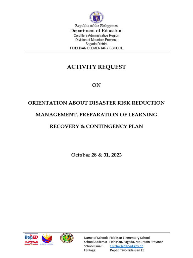 Activity Request: Department of Education | PDF