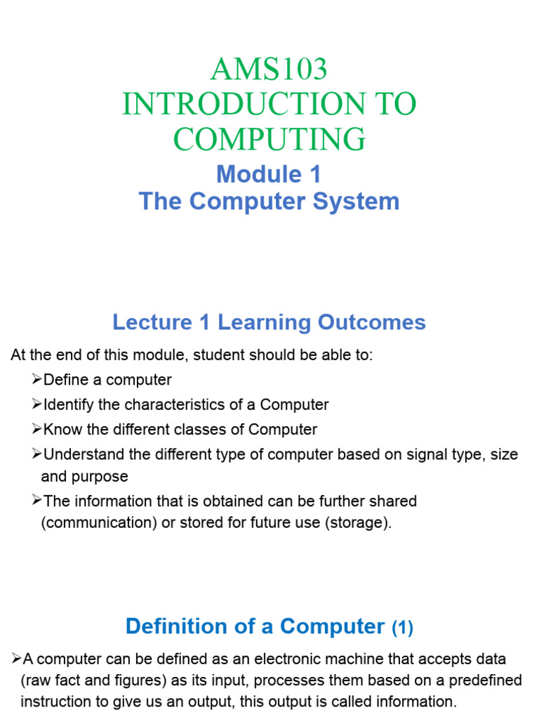 Module 1 - Lecture 1 | PDF | Information | Personal Computers Module 1 - Lecture 1 | PDF | Information | Personal Computers