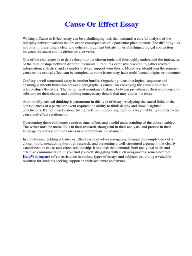 Cause or Effect Essay | PDF | Beowulf | Essays