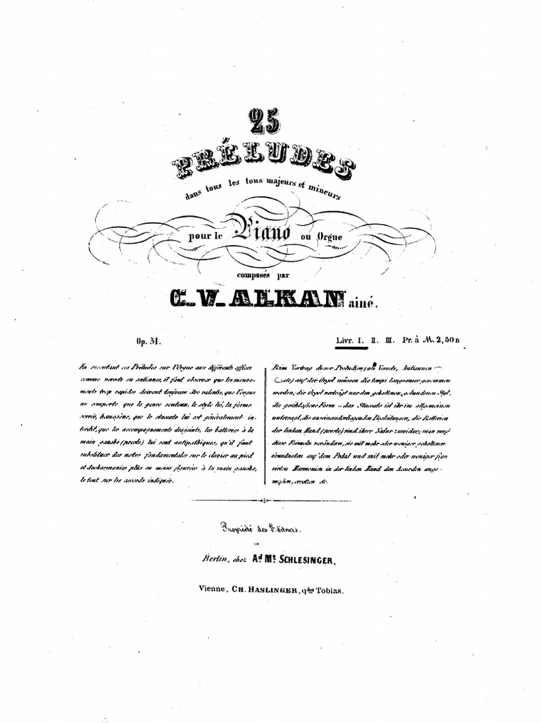 Alkan 25 Preludes Op.31 | PDF
