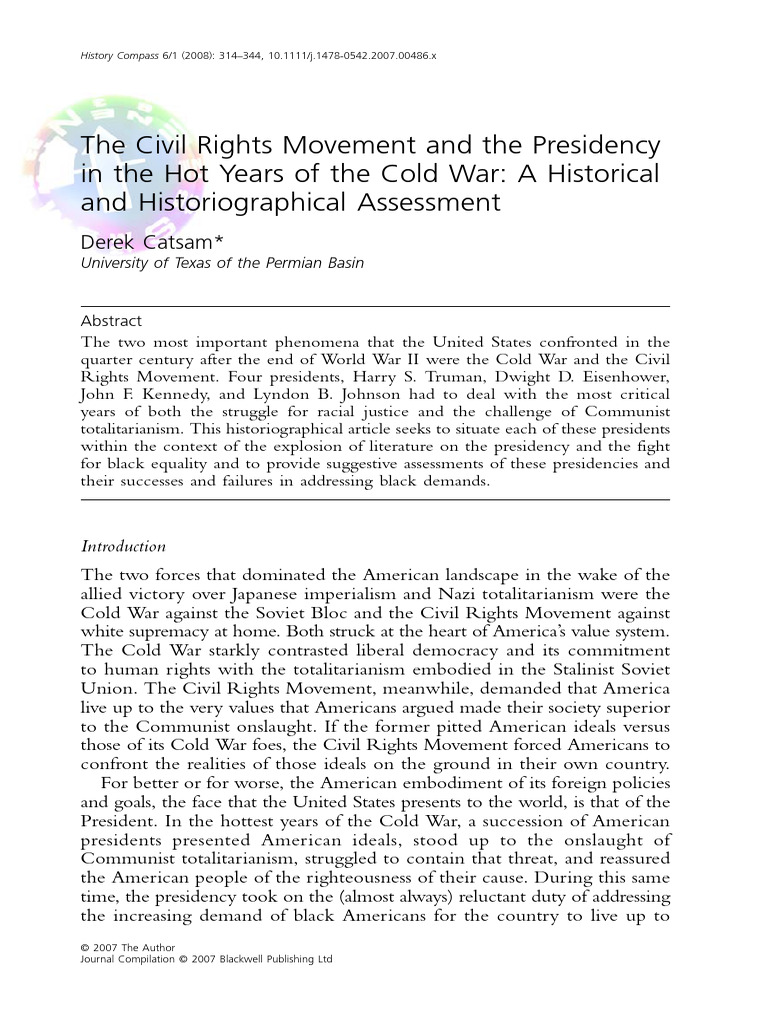 Civil Rights Historiography 2008 s2 | PDF | John F. Kennedy | Dwight D ...
