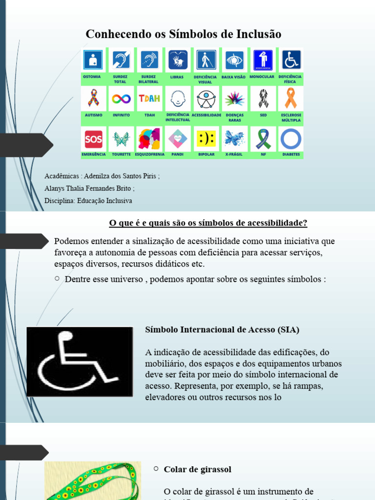 Conhecendo os Símbolos de Inclusão- apresentação modf | PDF ...
