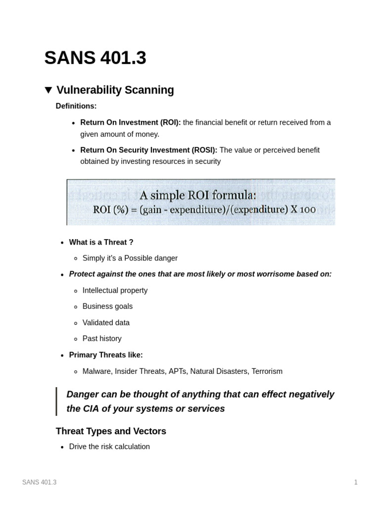 SANS 401.3: Vulnerability Scanning | PDF | Security | Computer Security