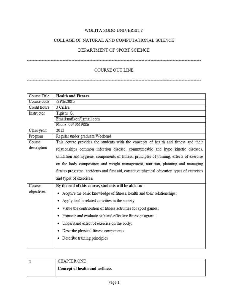 Course Out Line Fitness | PDF | Physical Fitness | Health Care