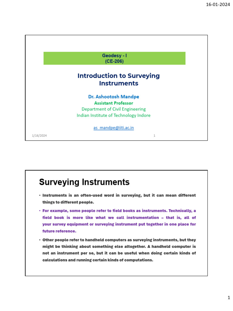 Introduction To Surveying Instruments | PDF | Surveying | Compass