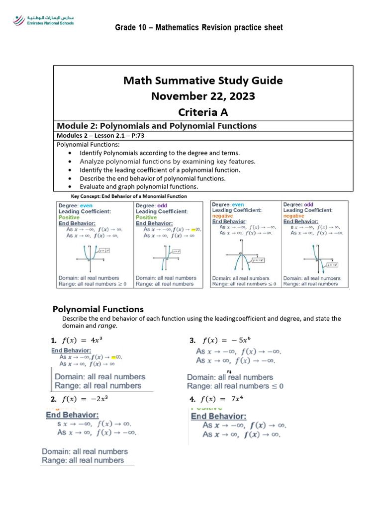 Gr10-Revision Ans | PDF | Polynomial | Function (Mathematics)