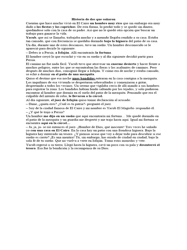El sueño que llevó a Yacub a la fortuna | PDF