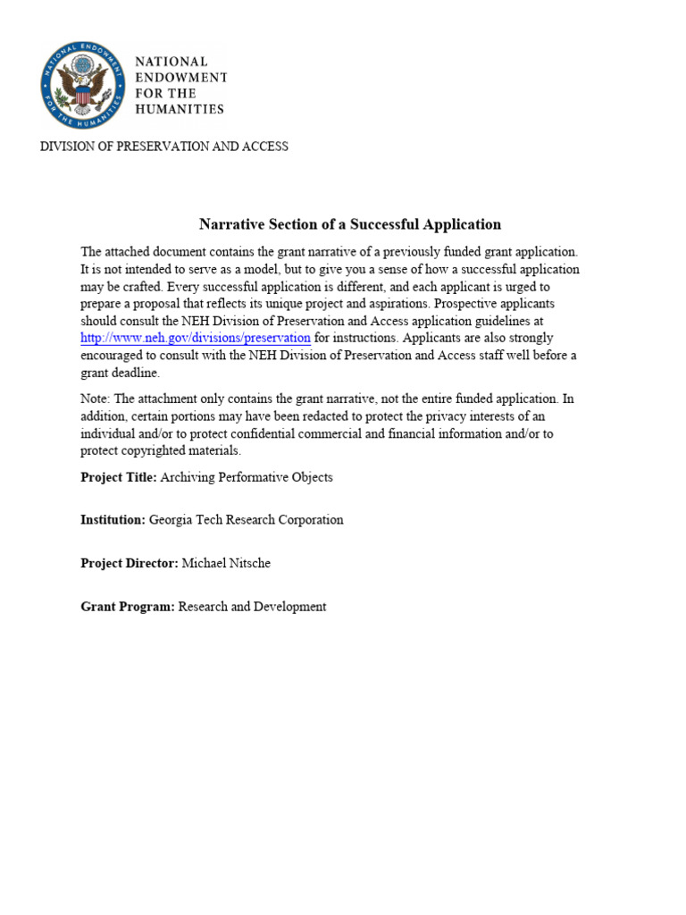 Tier I Project - Georgia Tech Research Corporation - Archiving Performative Objects | PDF | 3 D ...